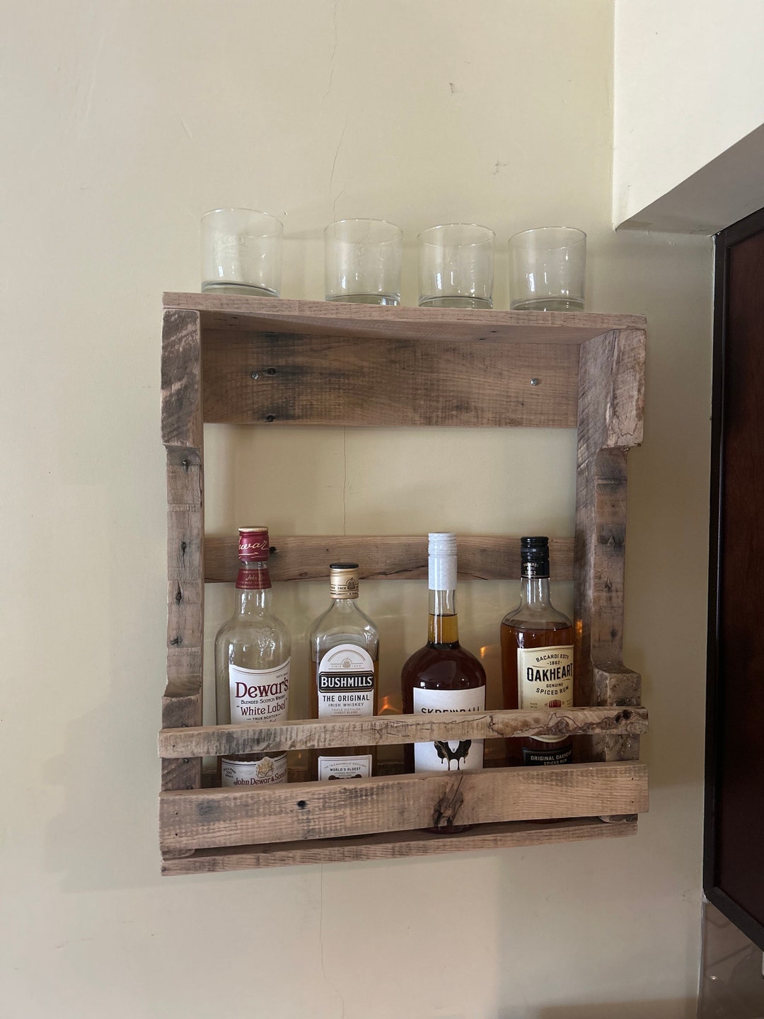 Alcohol Rack Bar Shelf Whiskey Shelf Alcohol Shelf Pallet Wood ...