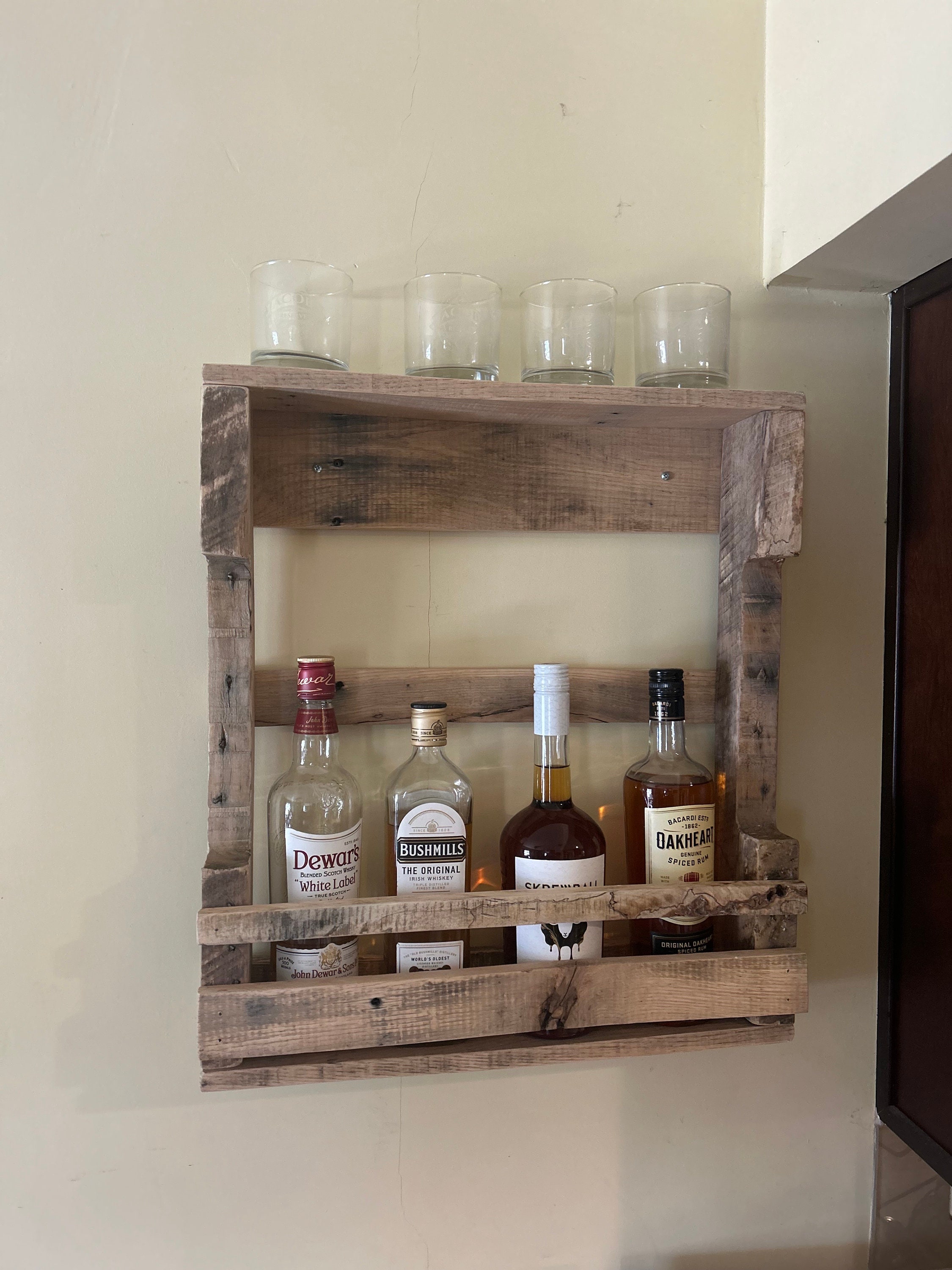 Alcohol Rack Bar Shelf Whiskey Shelf Alcohol Shelf Pallet Wood ...