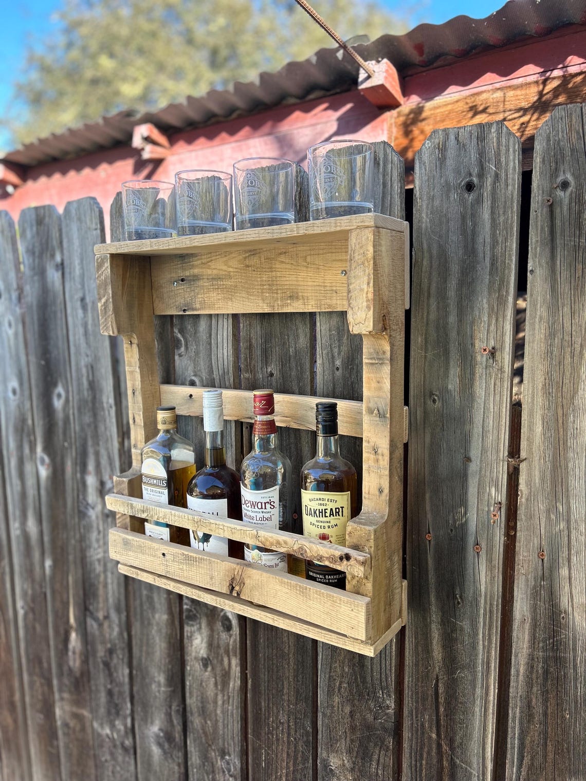 Alcohol Rack | Bar Shelf | Whiskey Shelf | Alcohol Shelf | Pallet Wood ...