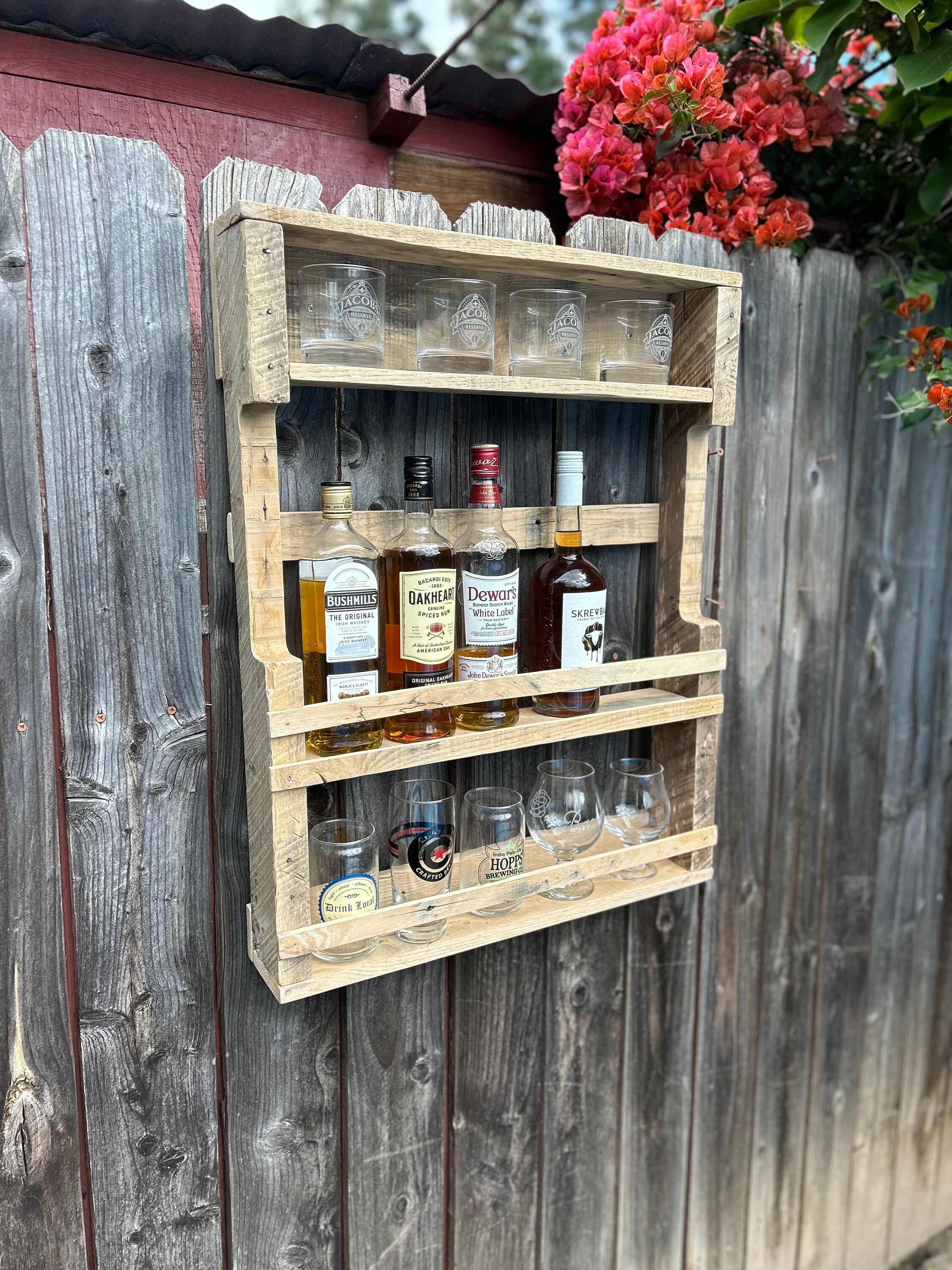 Alcohol Rack | Bar Shelf | Whiskey Shelf | Alcohol Shelf | Pallet Wood ...