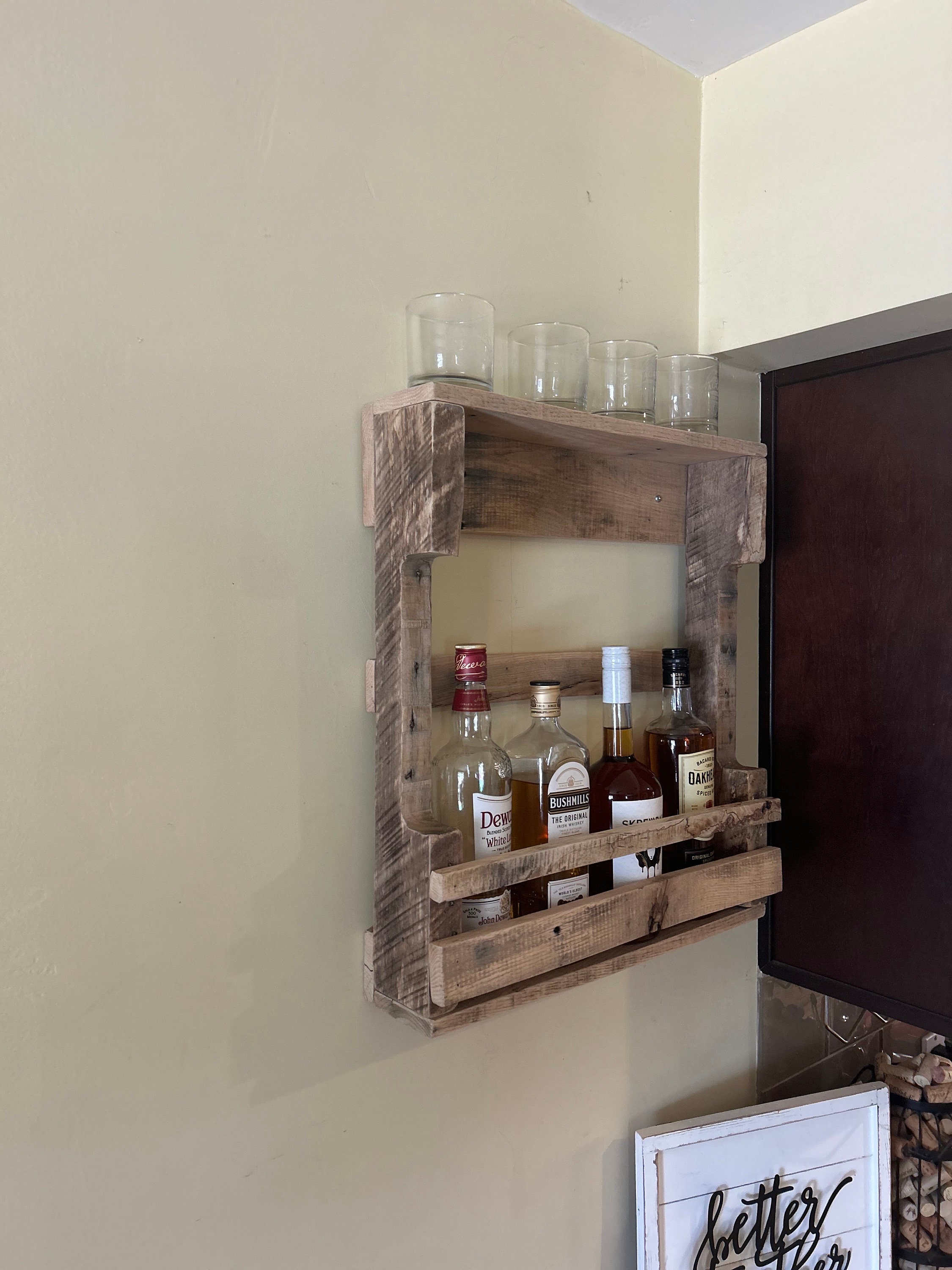 Alcohol Rack Bar Shelf Whiskey Shelf Alcohol Shelf Pallet Wood ...