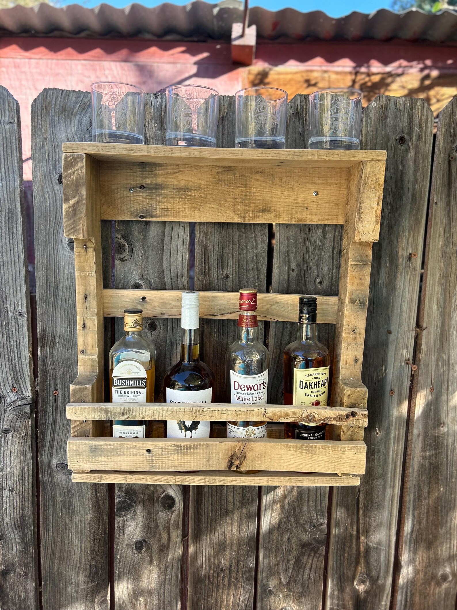 Alcohol Rack | Bar Shelf | Whiskey Shelf | Alcohol Shelf | Pallet Wood ...