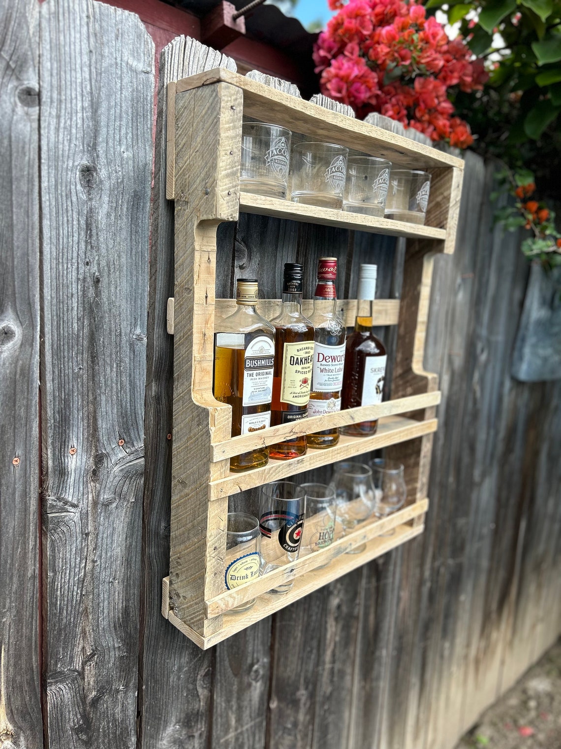 Alcohol Rack | Bar Shelf | Whiskey Shelf | Alcohol Shelf | Pallet Wood ...