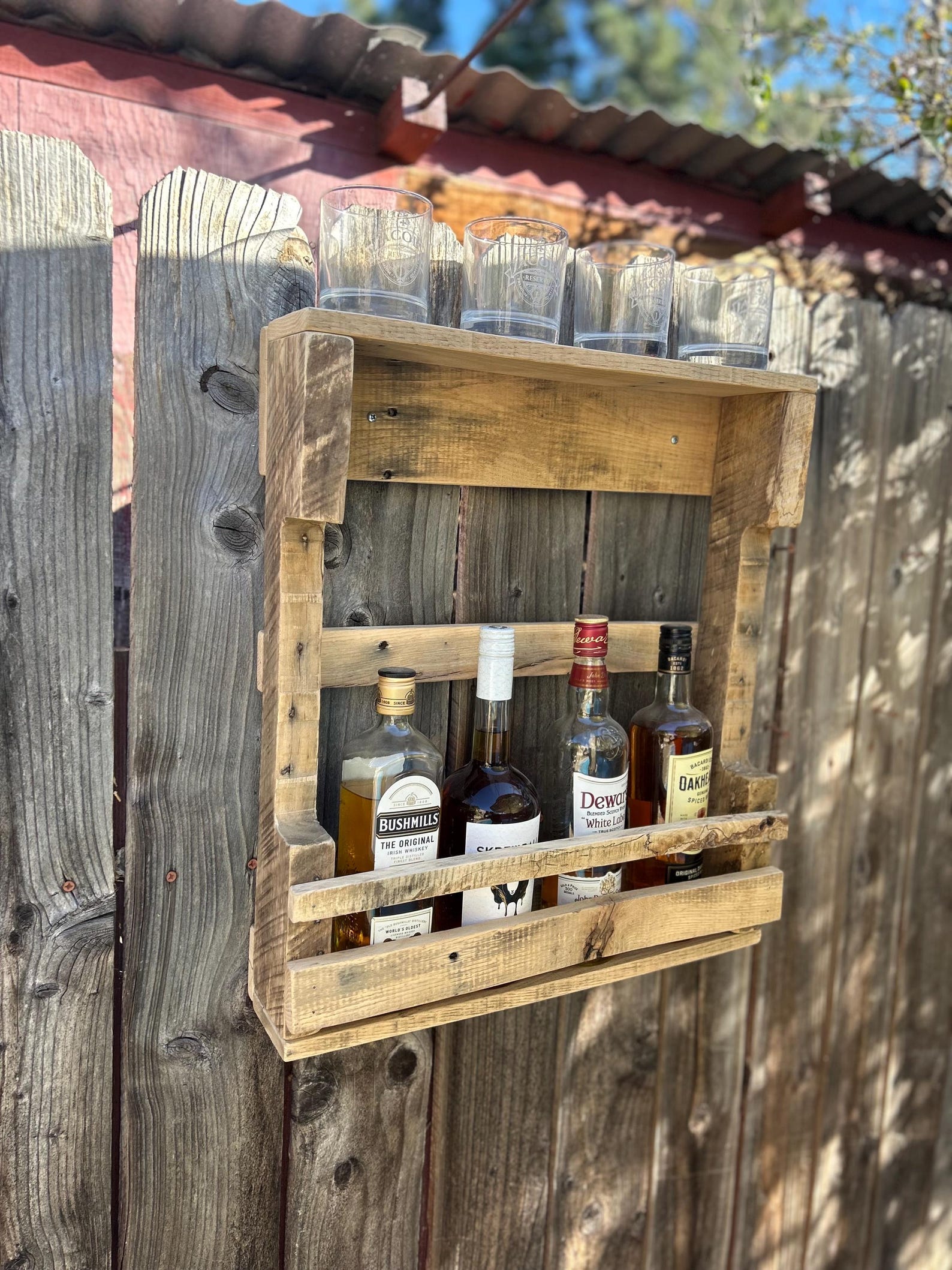 Alcohol Rack | Bar Shelf | Whiskey Shelf | Alcohol Shelf | Pallet Wood ...