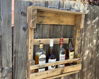 Alcohol Rack | Bar Shelf | Whiskey Shelf | Alcohol Shelf | Pallet Wood ...