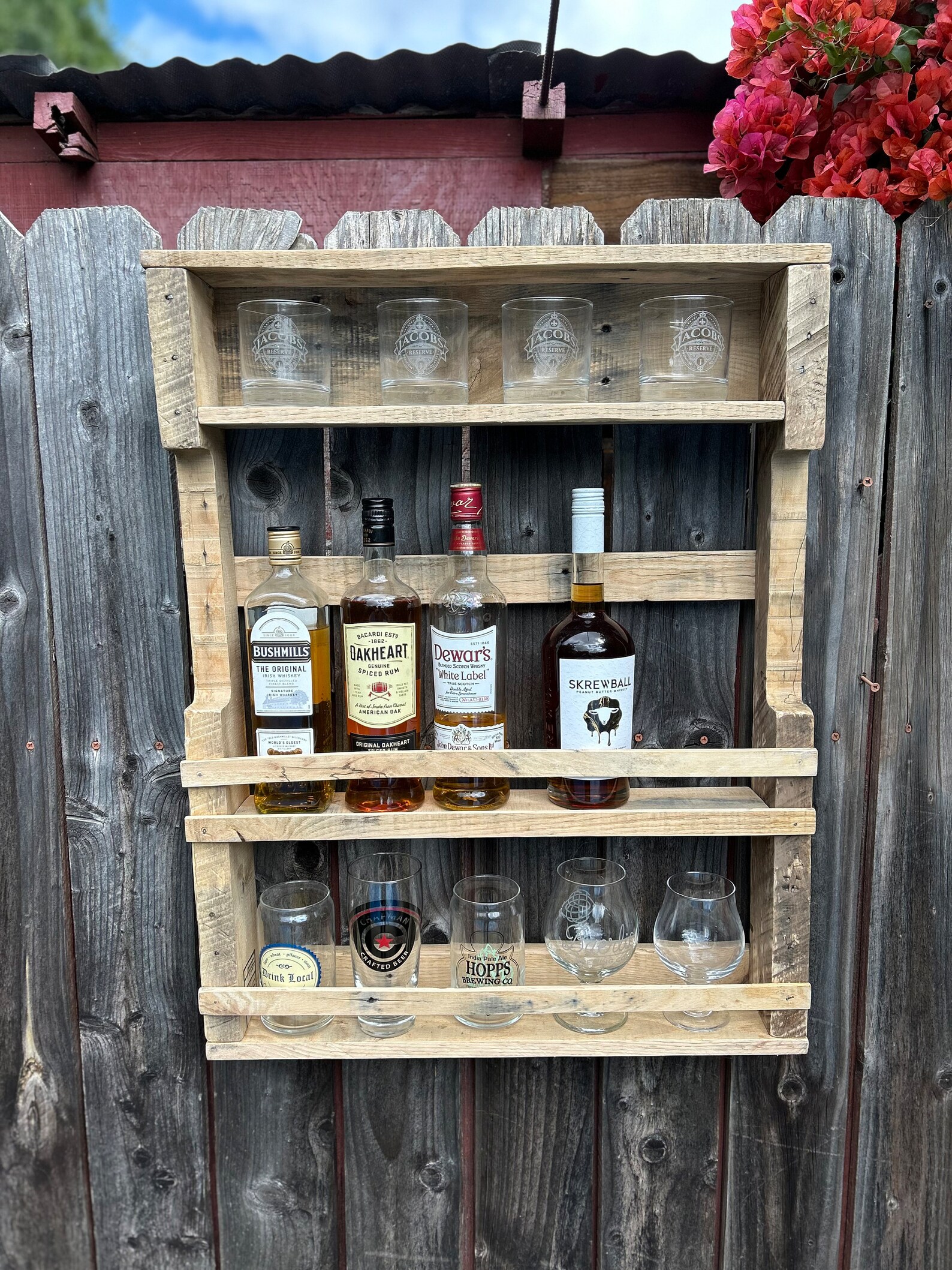 Alcohol Rack | Bar Shelf | Whiskey Shelf | Alcohol Shelf | Pallet Wood ...