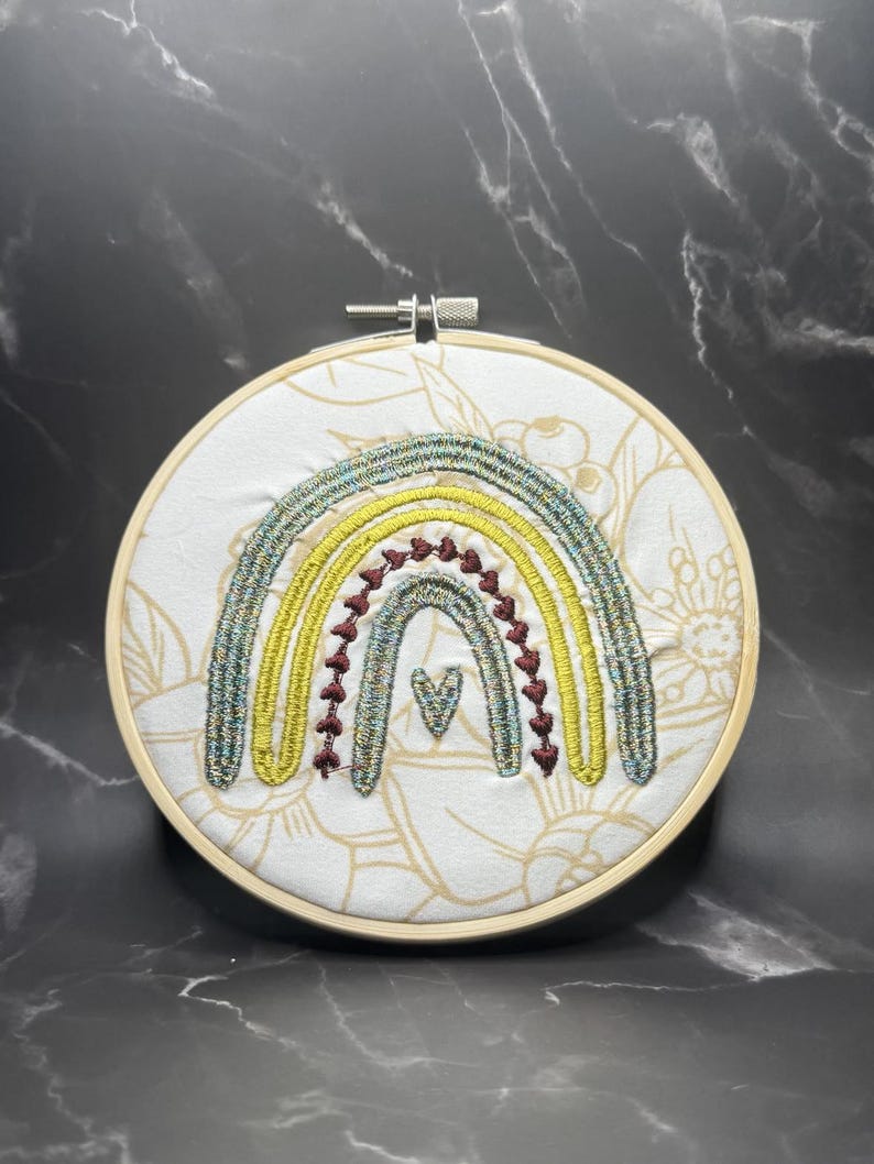 Boho Rainbow 5 Inch Embroidered Hoop Art, Whimsical Nursery Wall ...