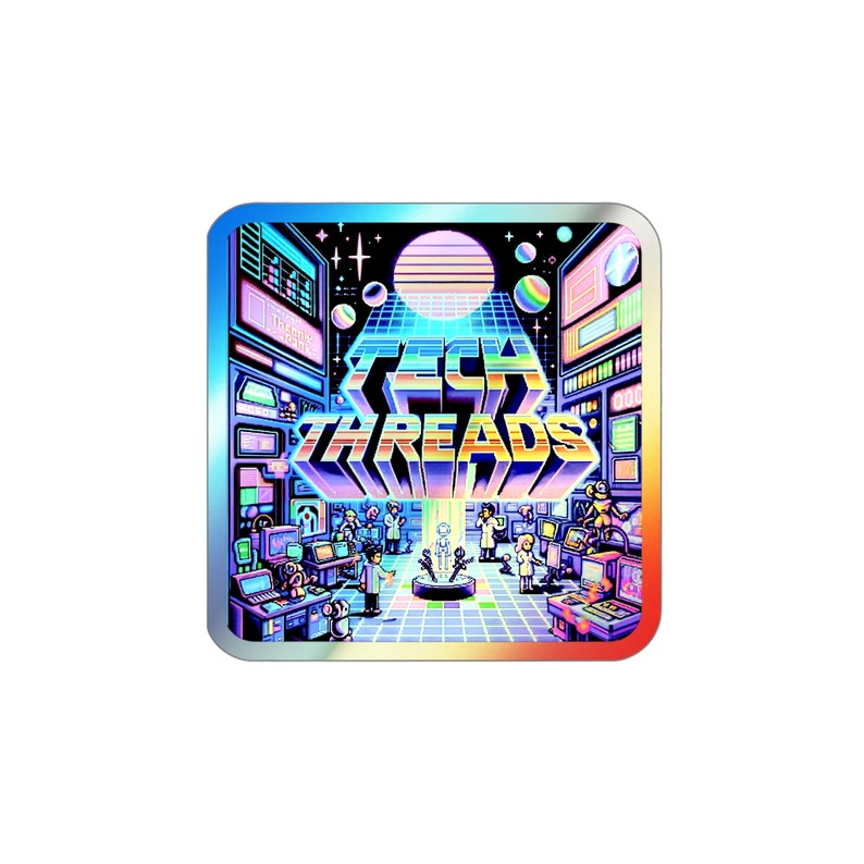 Tech Threads Pixel Art Holographic Sticker - Etsy