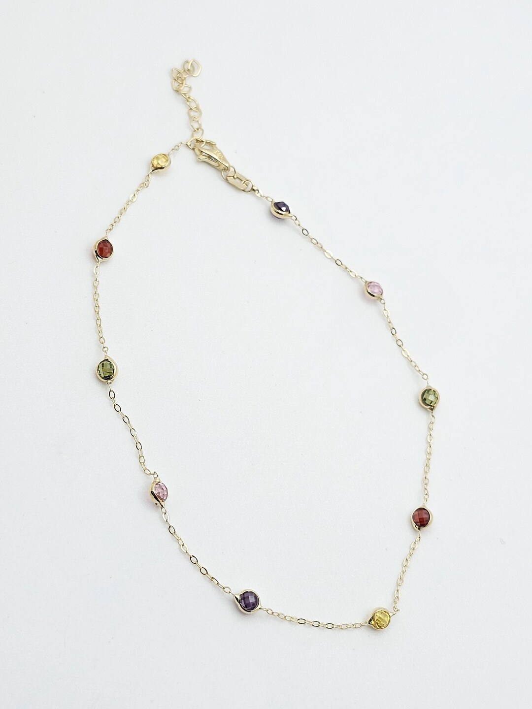 14K Solid Gold Anklet – Adjustable Gold Anklet With Charms – Minimalist ...