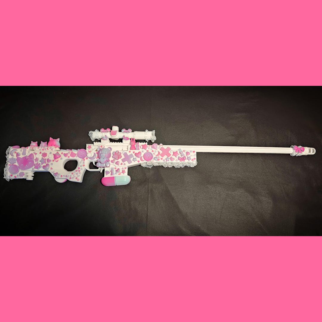 Kawaii AWM Sniper Rifle Cute Pastel Gamer Girl Prop mechanical Parts ...