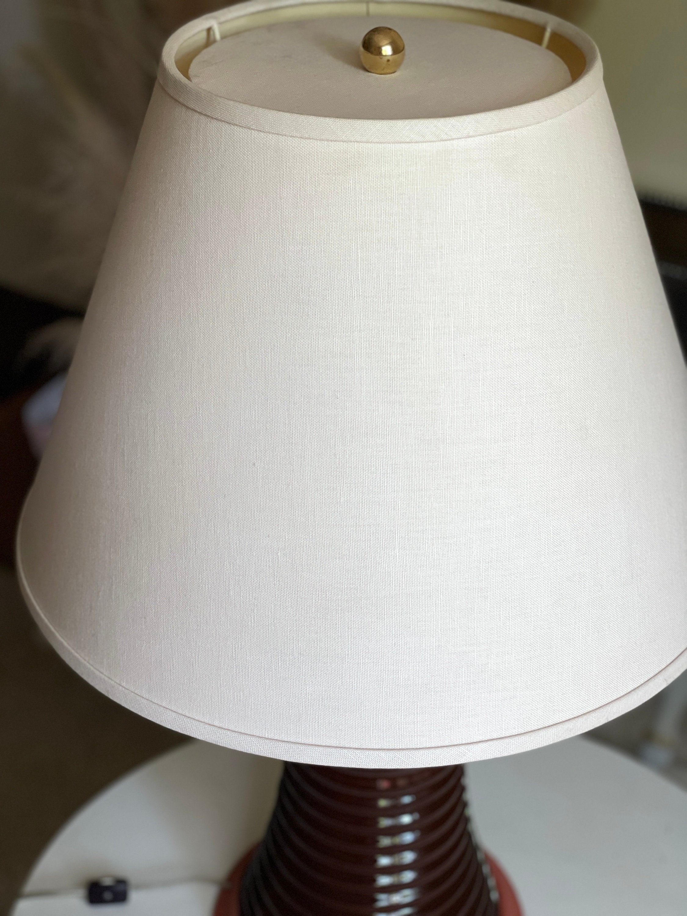 2000s Christopher Spitzmiller Ribbed Hourglass Lamp in Dark Brown With ...