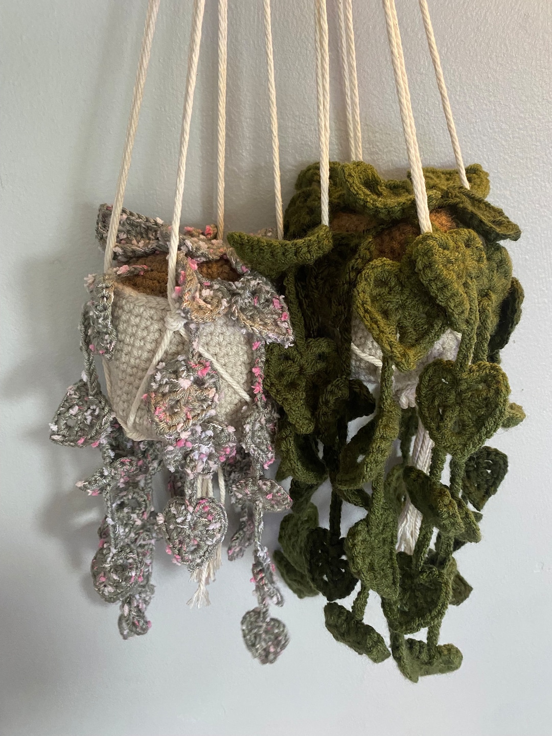 Crochet String of Hearts Hanging Plant - Etsy