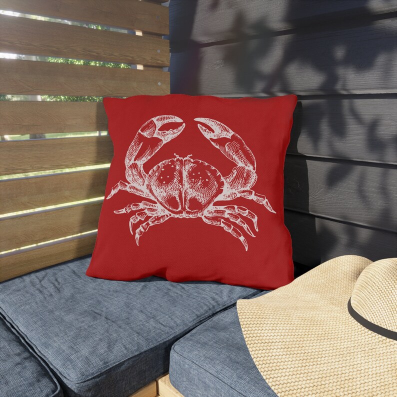 Cape Cod Crab Outdoor Pillow Red - Etsy