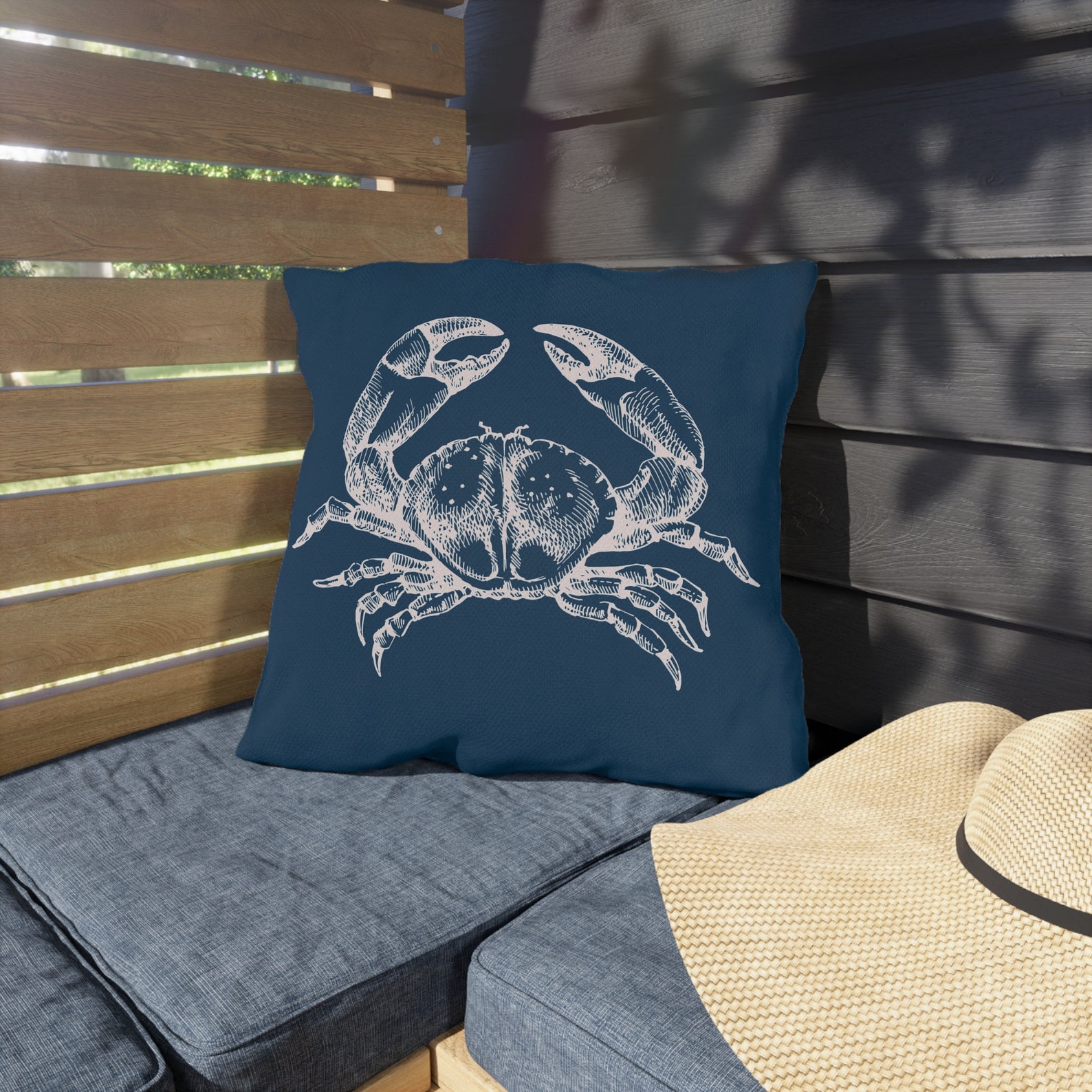 Cape Cod Crab Outdoor Pillow Dark Blue - Etsy