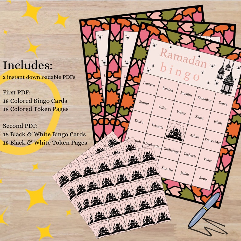 Ramadan Bingo Game – 18 Printable Cards, Eid Family Activity (digital ...