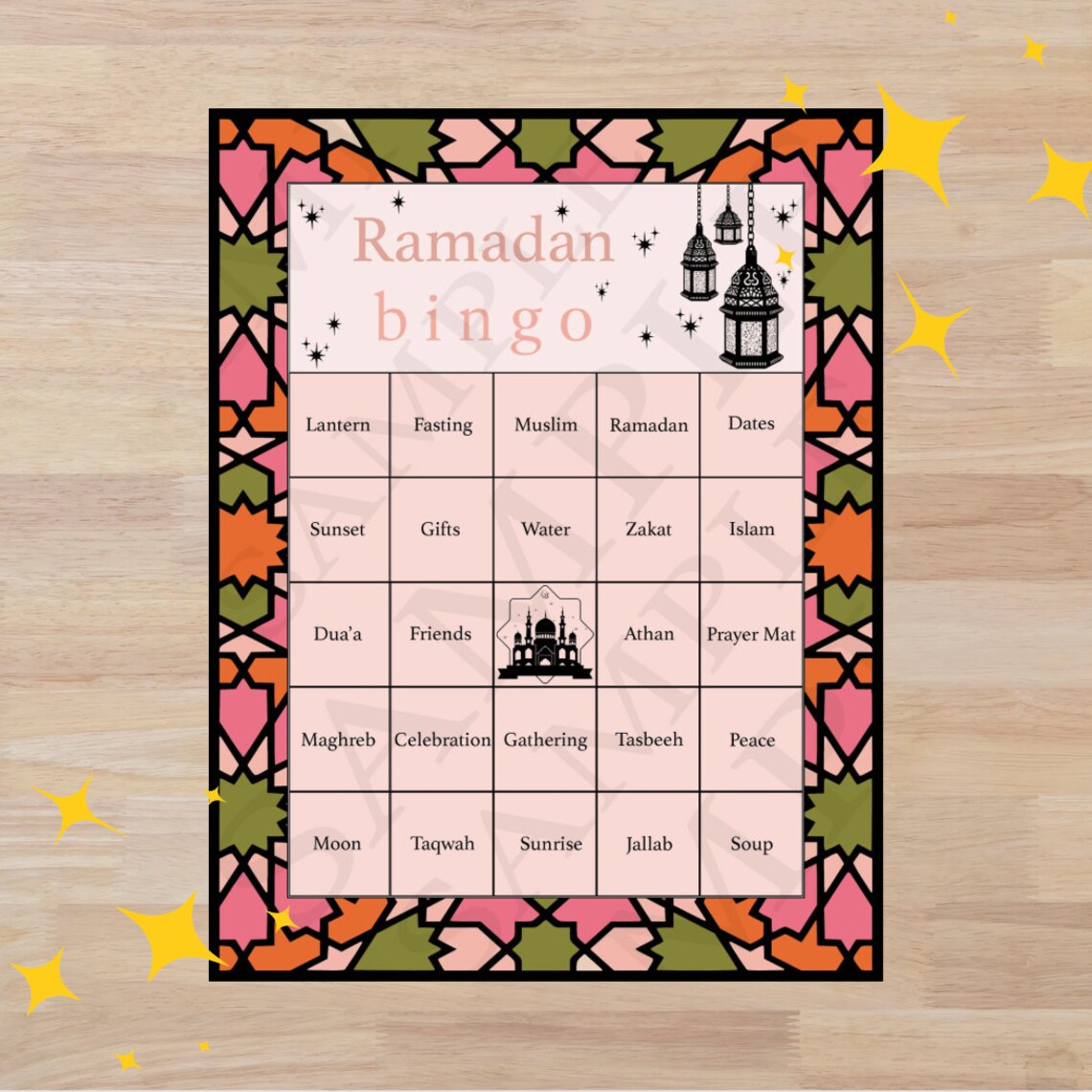Ramadan Bingo Printable Bingo Ramadan Games Eid Games Kids Ramadan Game ...