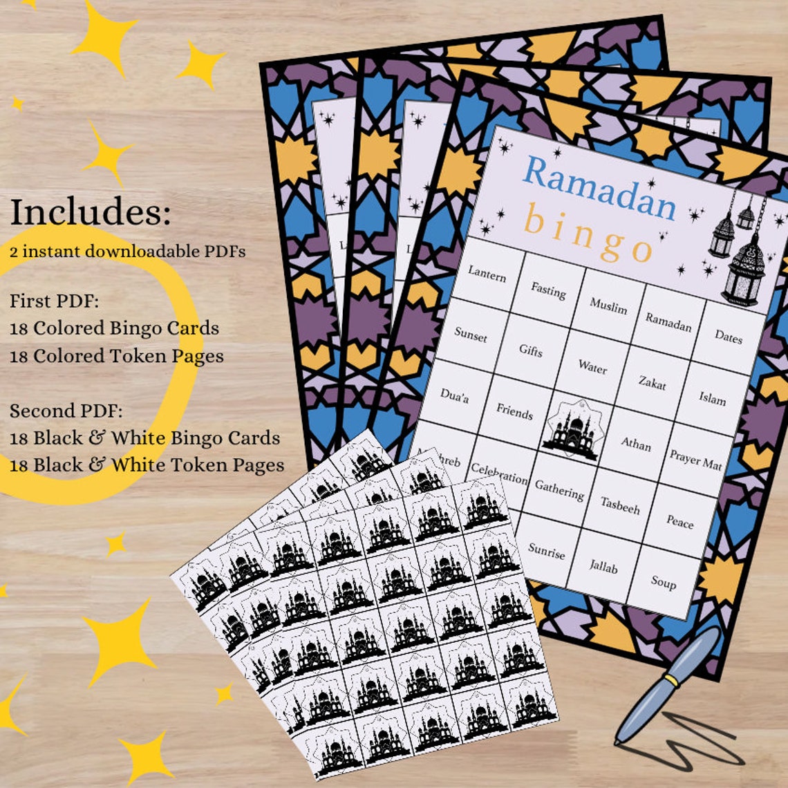 Ramadan Bingo Game – 18 Printable Cards, Eid Activity (PDF) - Etsy