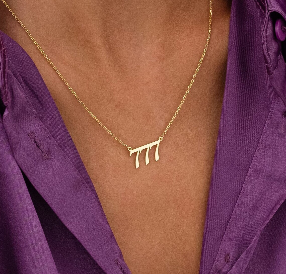 14K Gold Number Necklace, Angel Number Necklace, Year Necklace, Custom ...