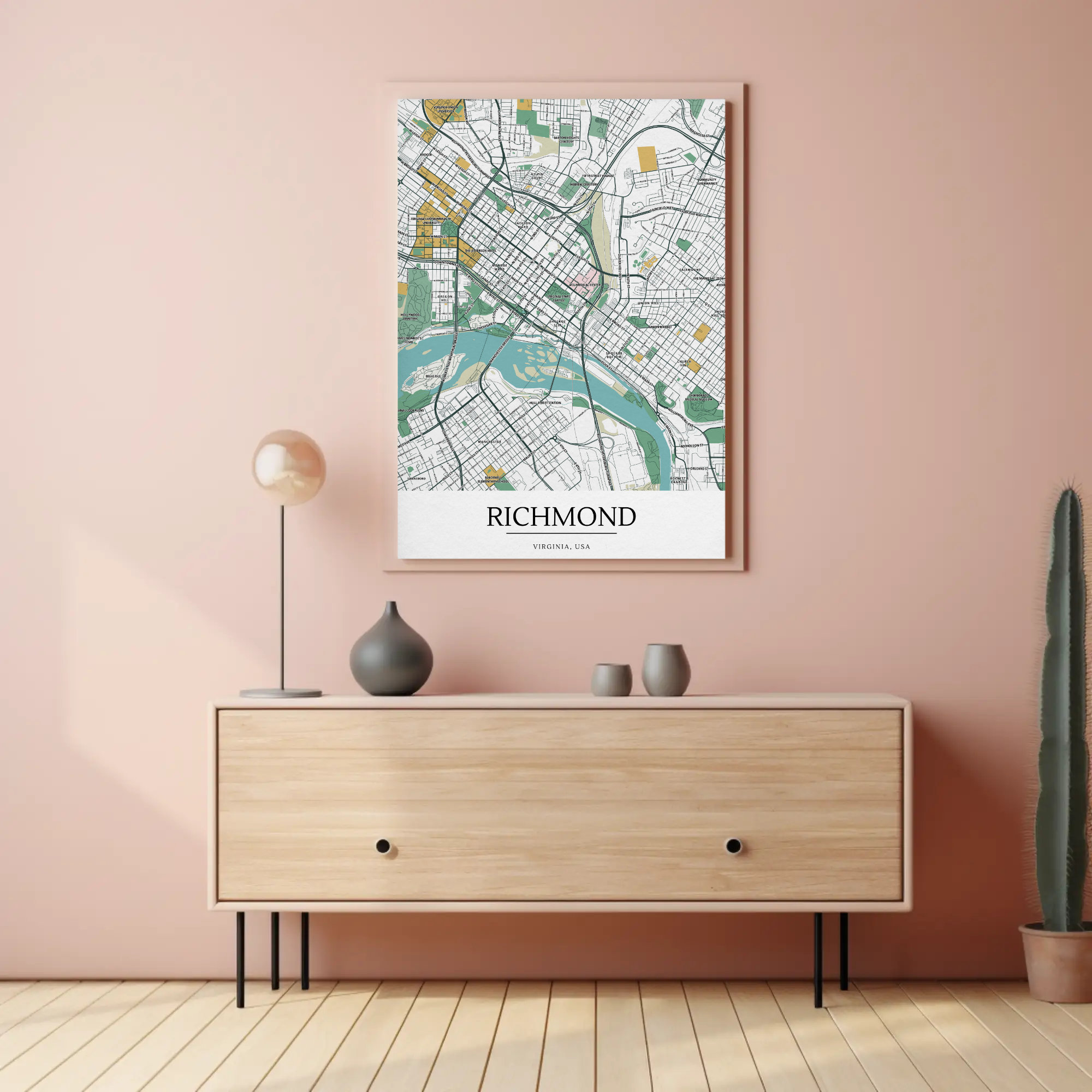 Richmond Map Print, Street Names Richmond Print, Printable Map of ...