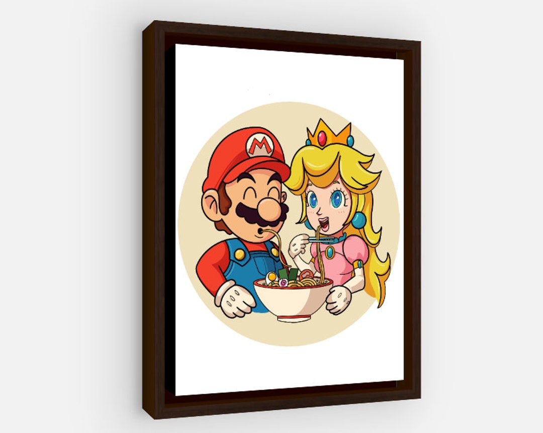 Mario & Peach Eating Ramen - Etsy