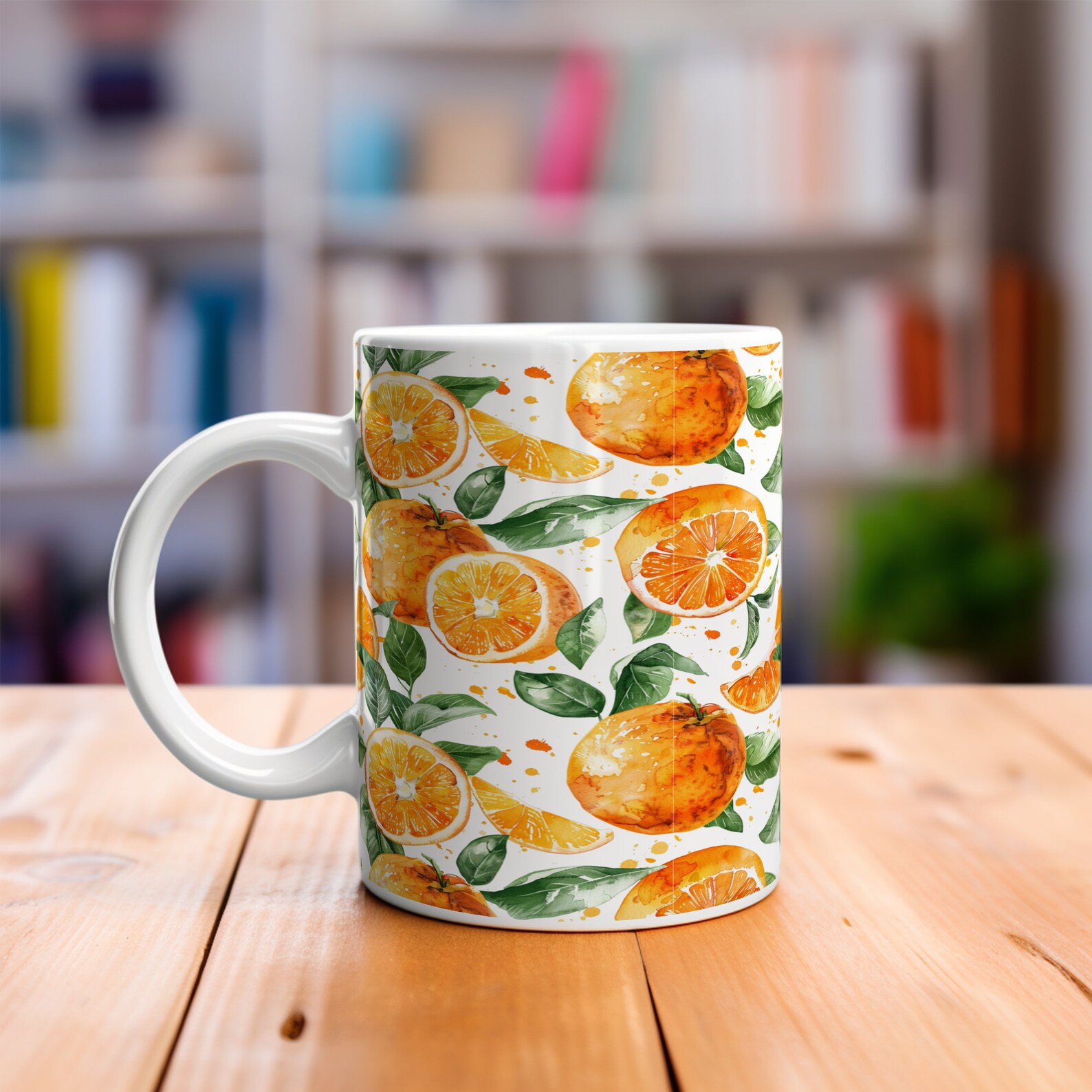 Watercolor Orange Pattern Coffee Mug, Orange Blossom Cup, Natural ...