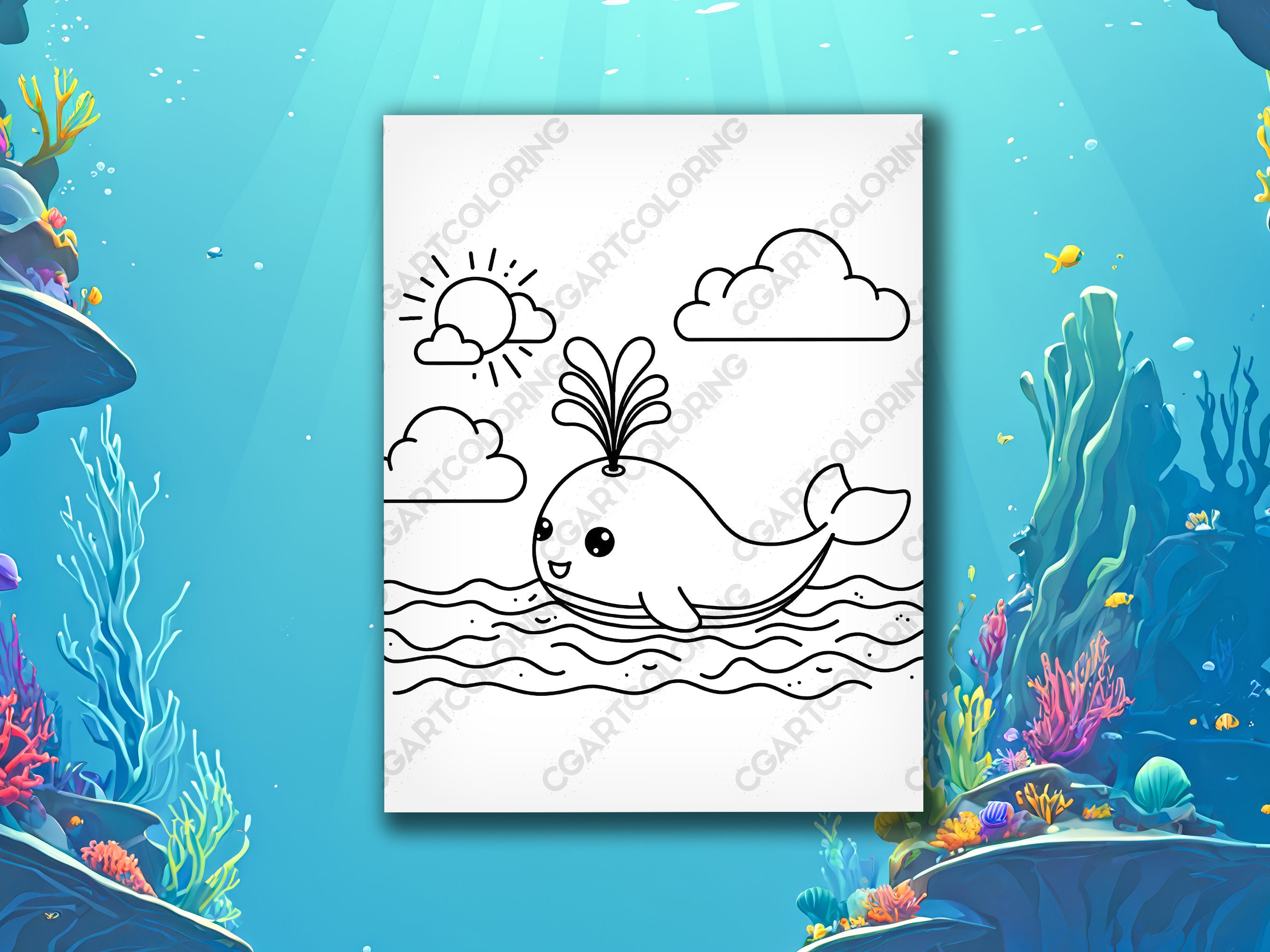 51 Cute Whale Coloring Pages for Kids, Adorable Whales Coloring Book ...