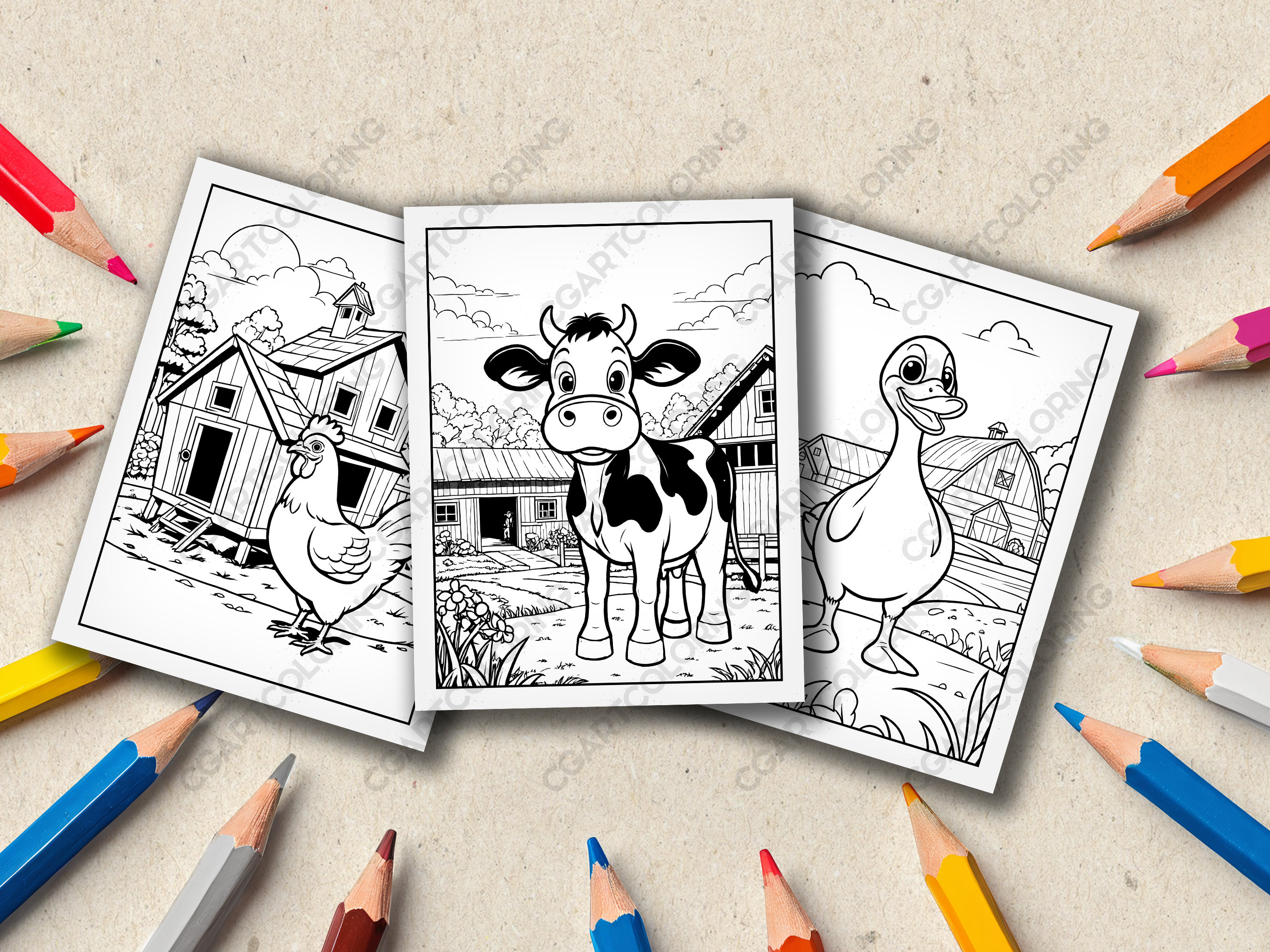 20 Cute Farm Animal Coloring Pages for Kids, Toddlers Preschoolers ...
