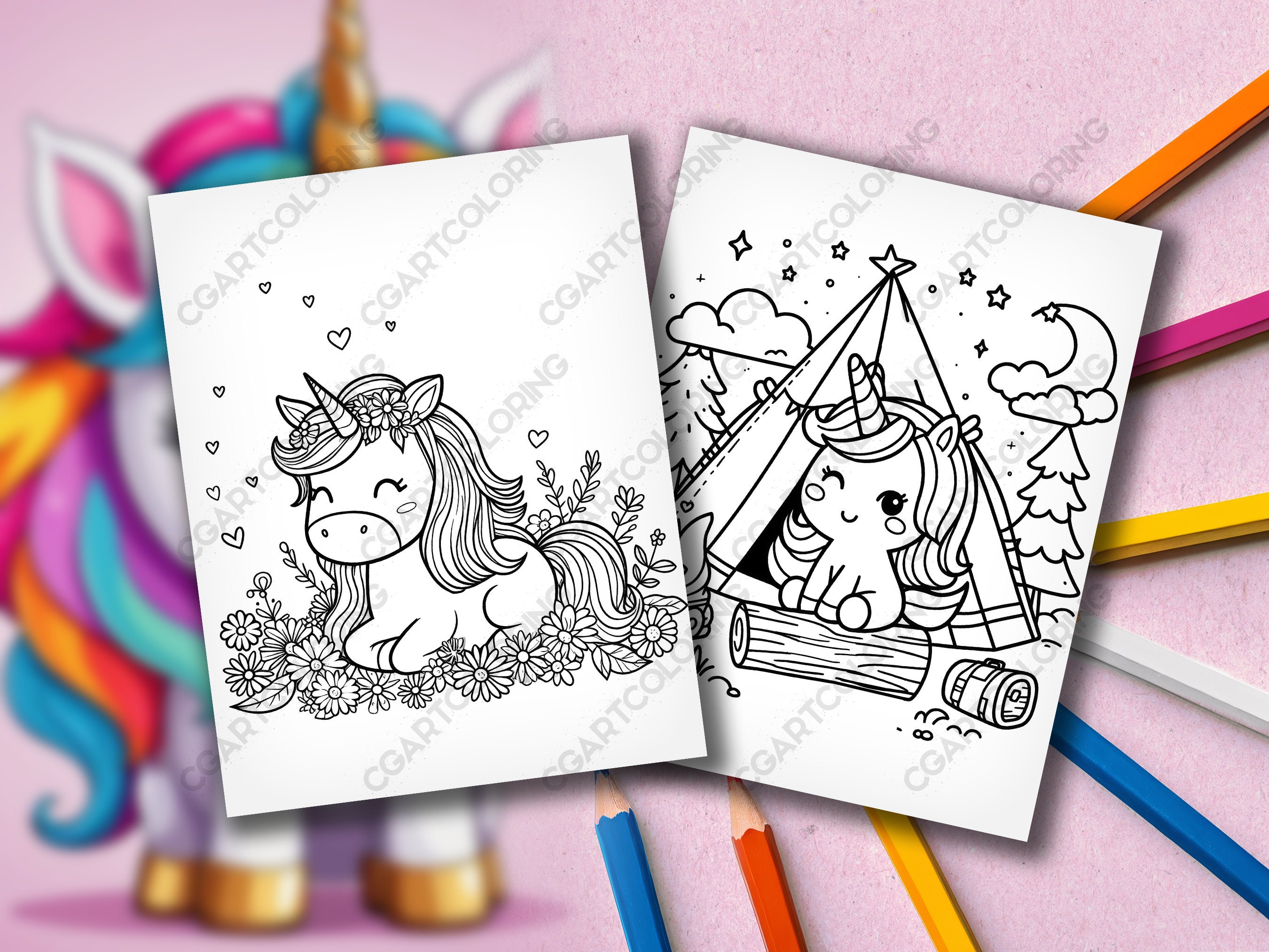 101 Cute Unicorn Coloring Pages for Kids Girls, Adorable Unicorns ...