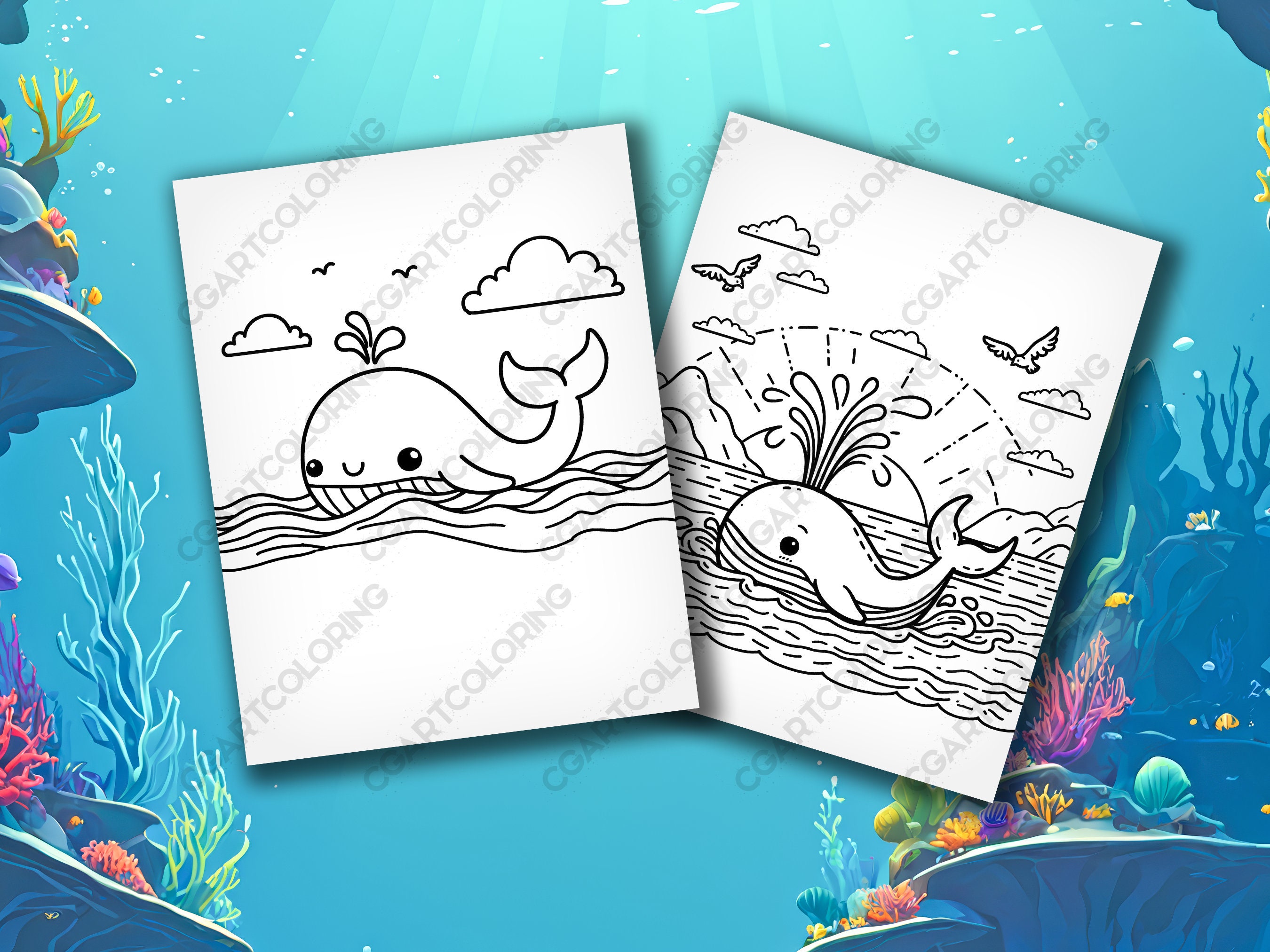 51 Cute Whale Coloring Pages for Kids, Adorable Whales Coloring Book ...