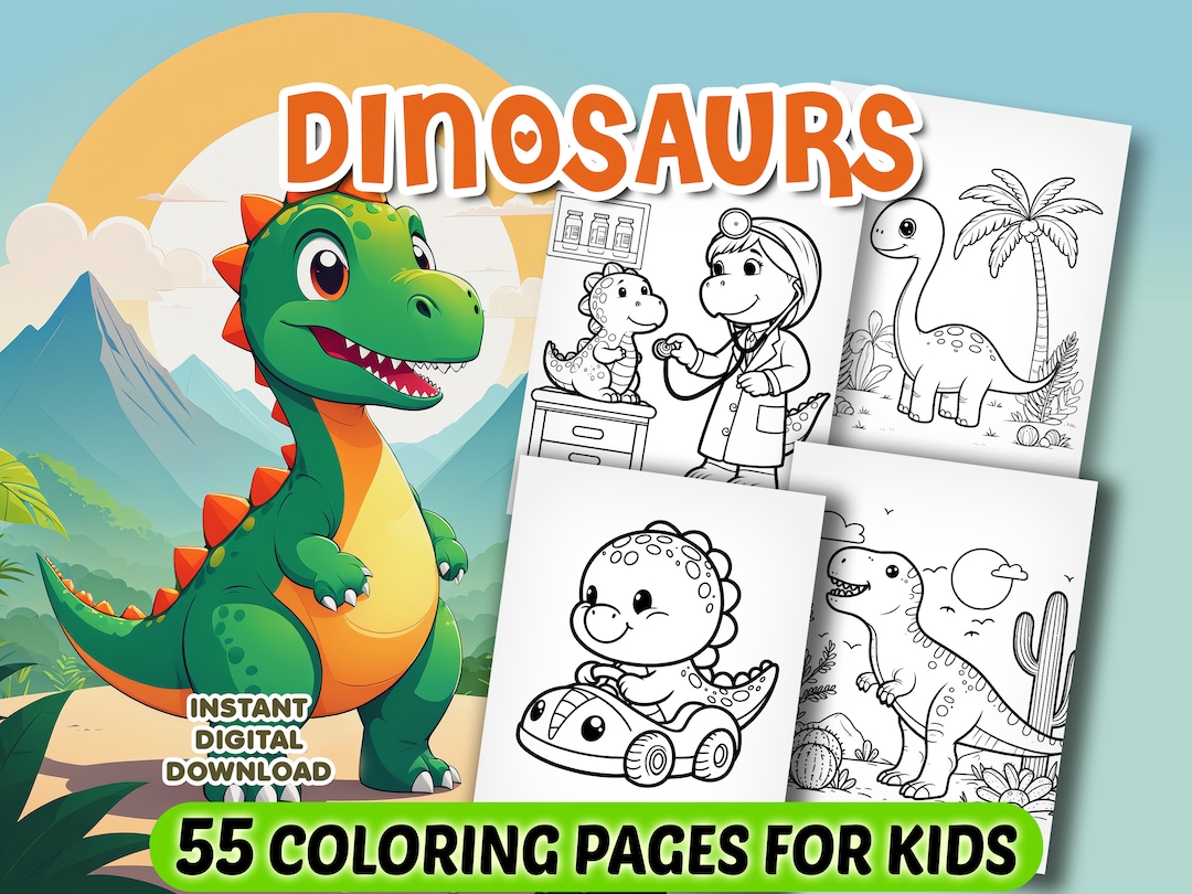 55 Cute Dinosaur Coloring Pages for Kids, Adorable Dinosaur Coloring ...