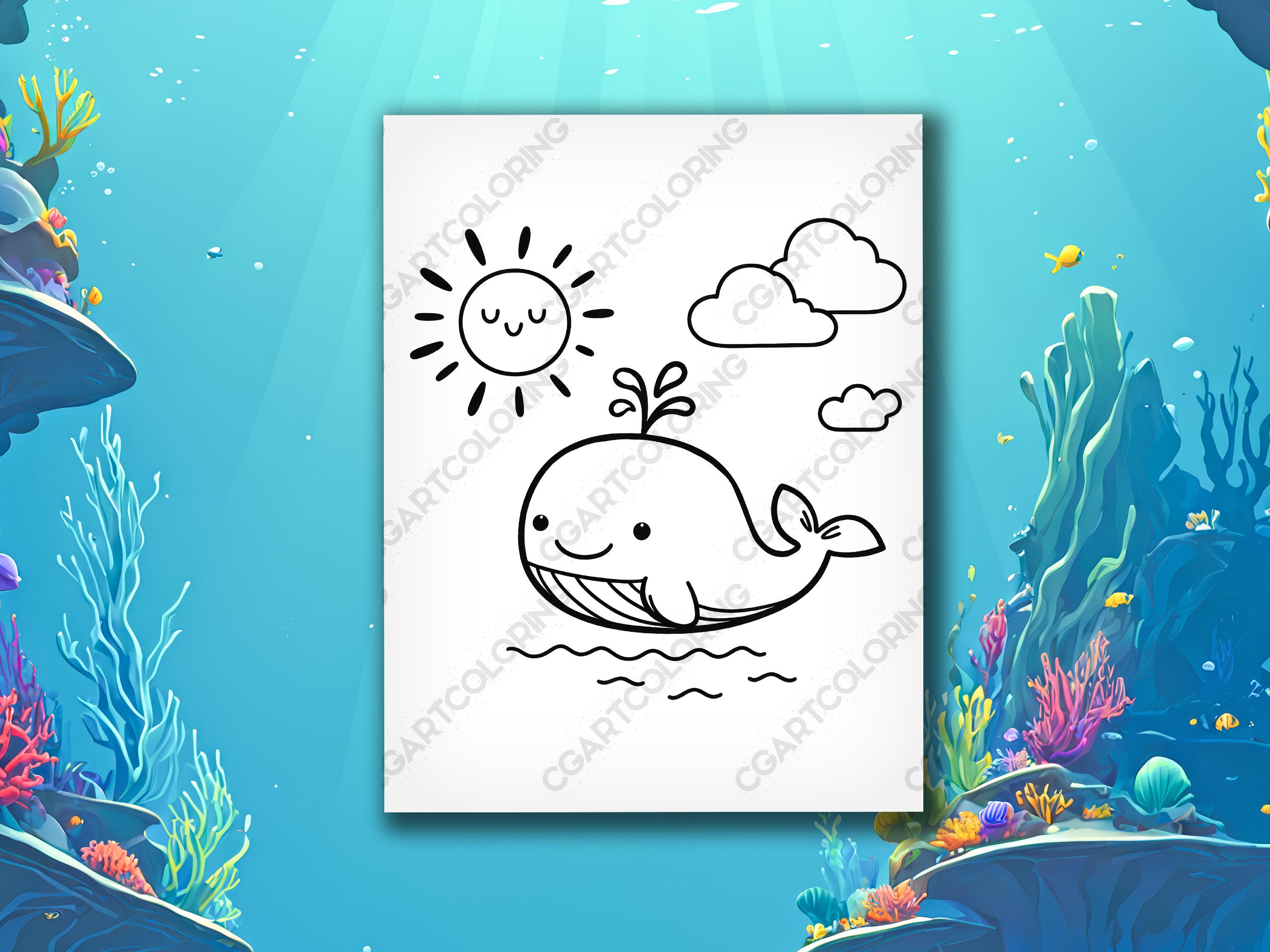 51 Cute Whale Coloring Pages for Kids, Adorable Whales Coloring Book ...