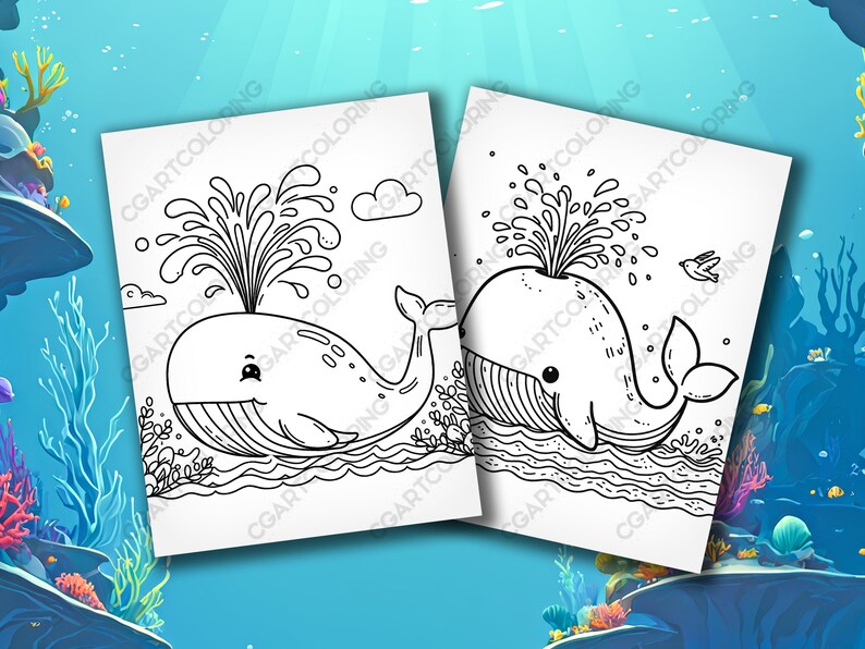51 Cute Whale Coloring Pages for Kids, Adorable Whales Coloring Book ...