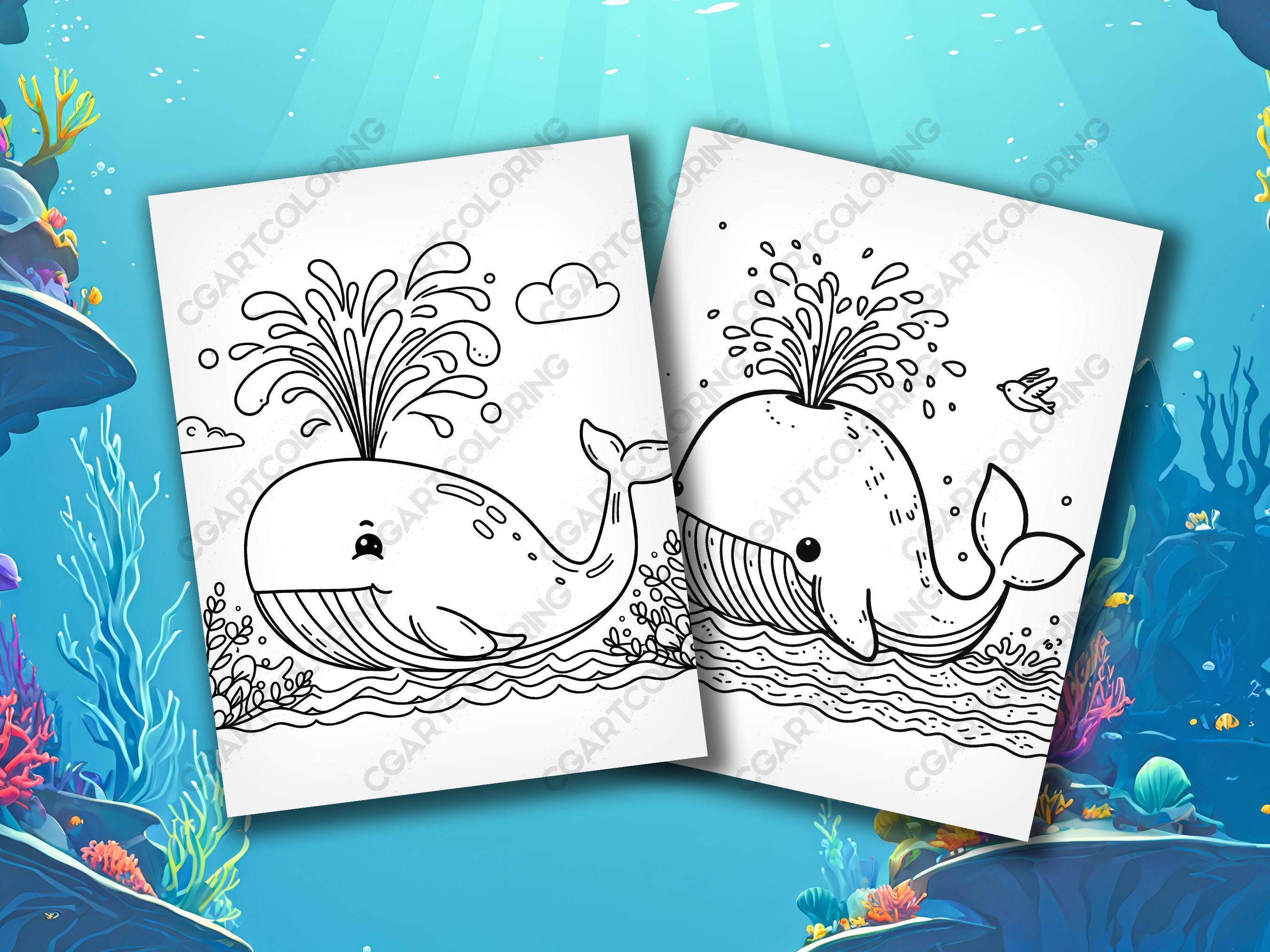 51 Cute Whale Coloring Pages for Kids, Adorable Whales Coloring Book ...