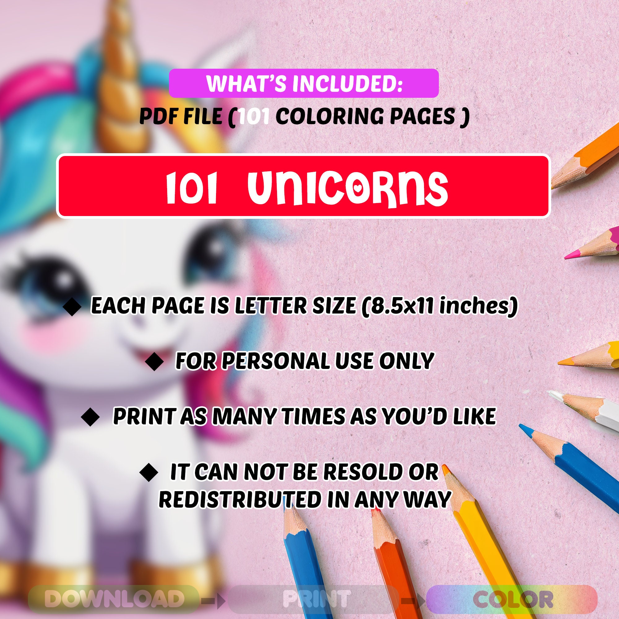 101 Cute Unicorn Coloring Pages for Kids Girls, Adorable Unicorns ...