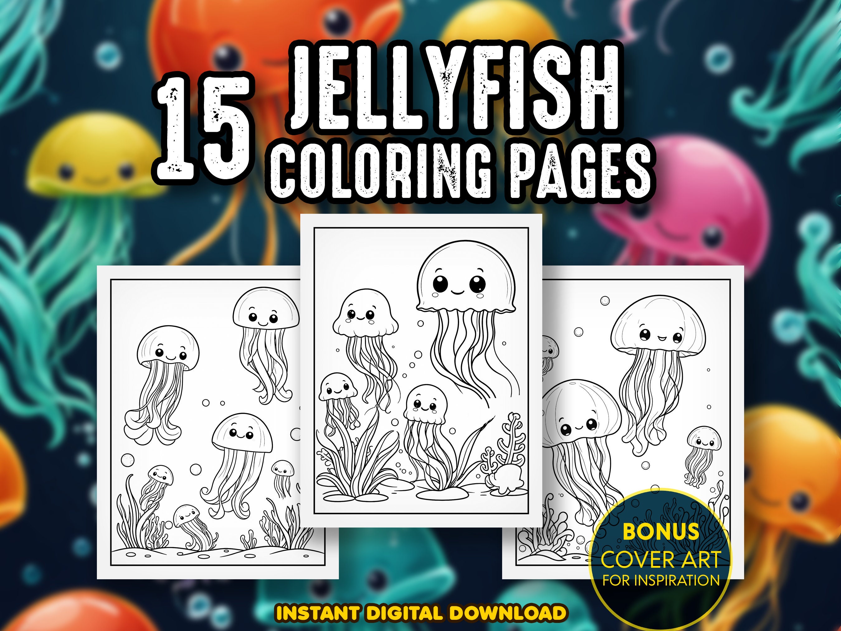 15 Cute Jellyfish Coloring Pages for Kids Toddlers Preschoolers ...