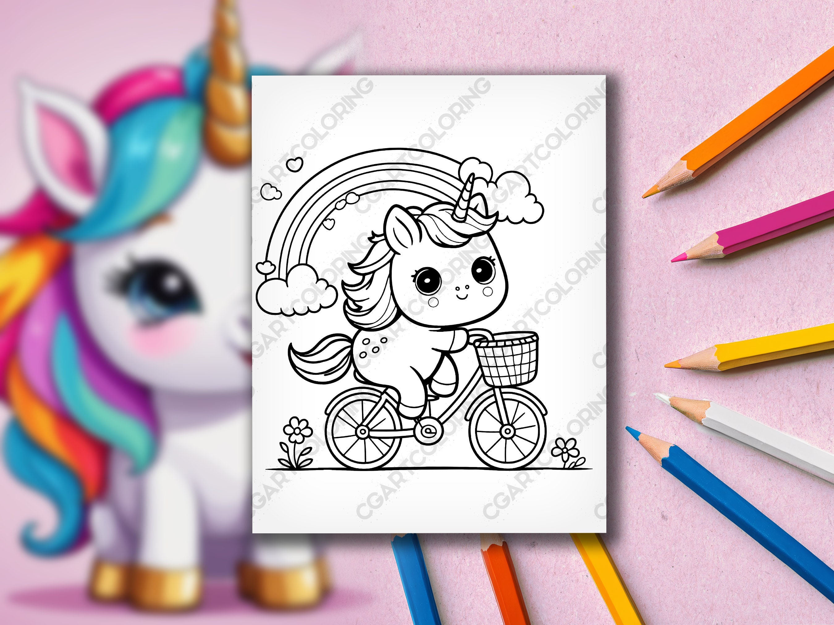 101 Cute Unicorn Coloring Pages | Kawaii Rainbow Fantasy Book PDF ...