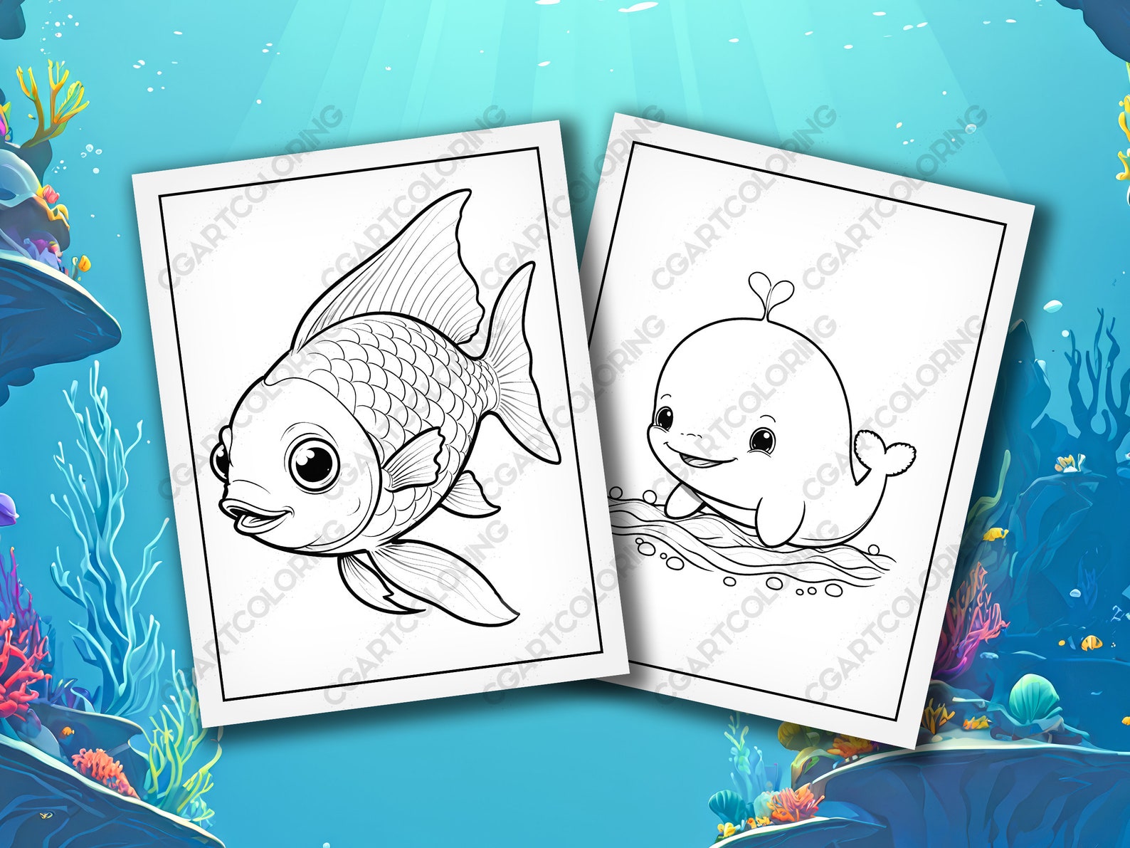 72 Fish Coloring Pages for Kids Toddlers Preschoolers, Educational ...