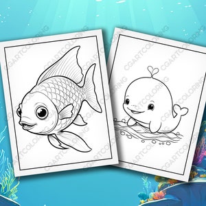 72 Fish Coloring Pages for Kids Toddlers Preschoolers, Educational ...