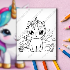 101 Cute Unicorn Coloring Pages | Kawaii Rainbow Fantasy Book PDF ...