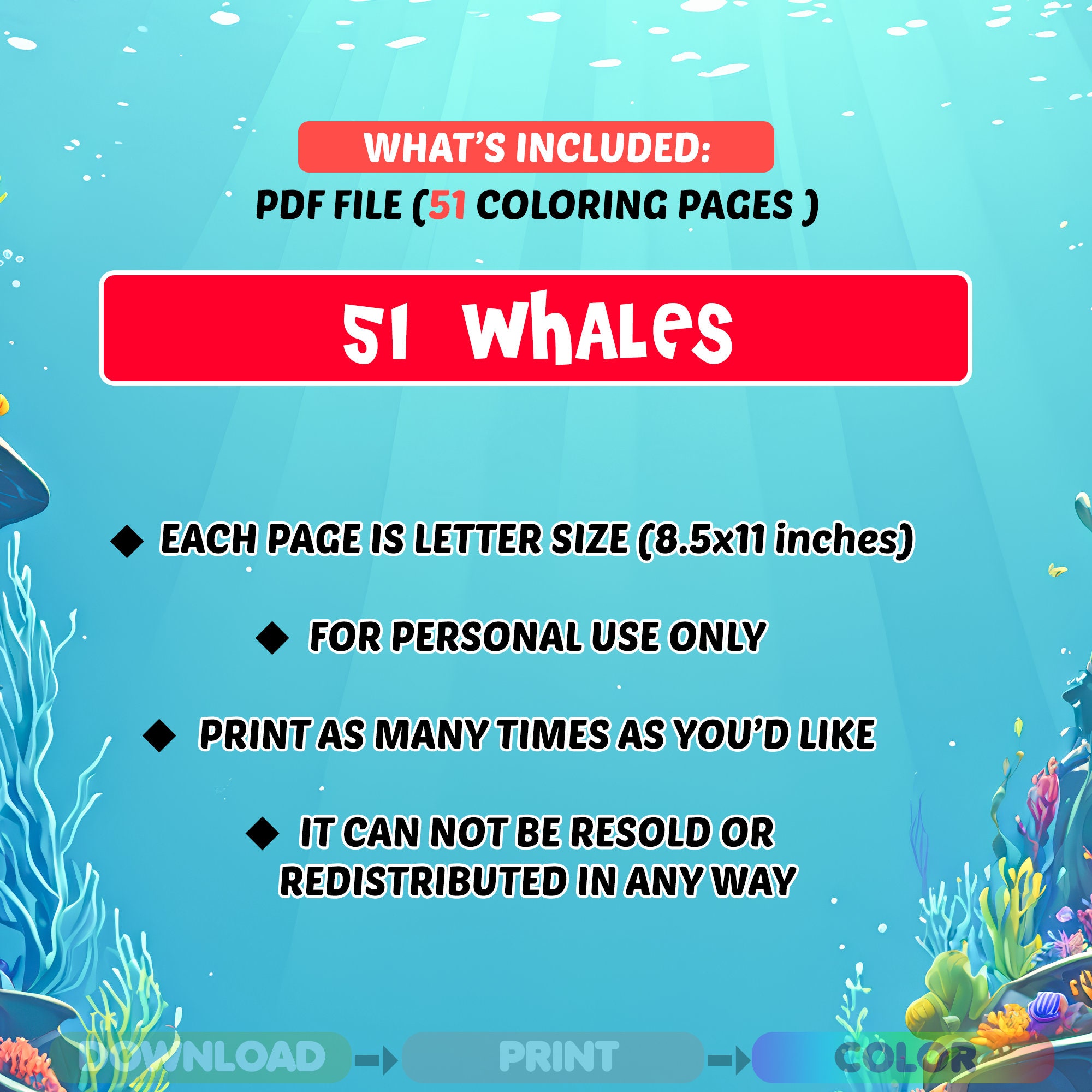 51 Cute Whale Coloring Pages for Kids, Adorable Whales Coloring Book ...