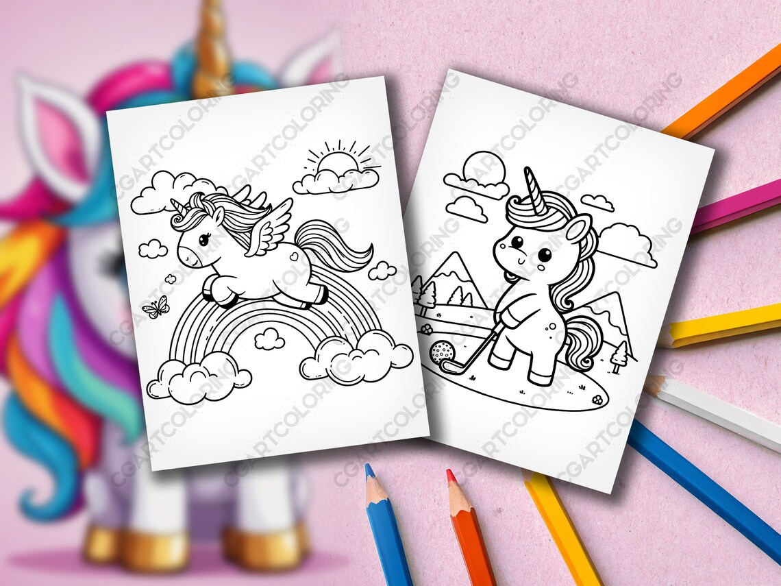 101 Cute Unicorn Coloring Pages | Kawaii Rainbow Fantasy Book PDF ...
