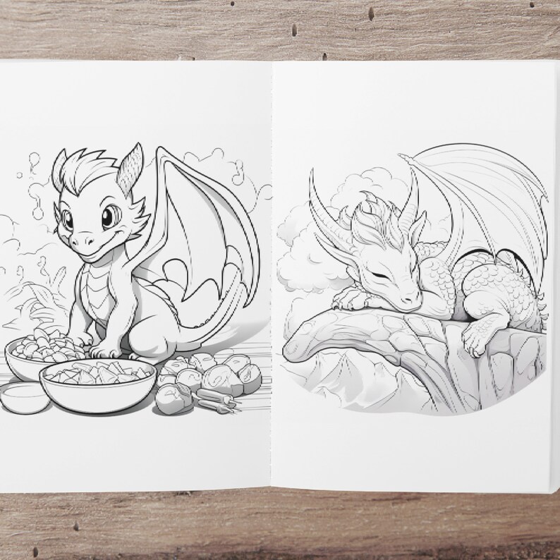 Dragon / 20 Illustrations to Color, Drawing Book to Paint, Creative ...