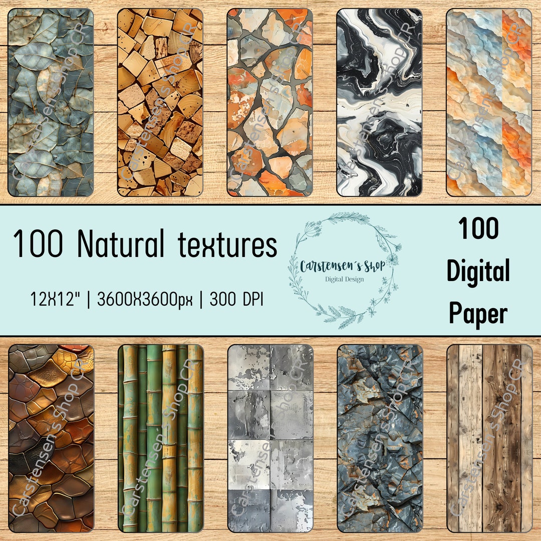 100 NATURAL TEXTURES / 100 Seamless Patterns, Textures Digital Paper ...