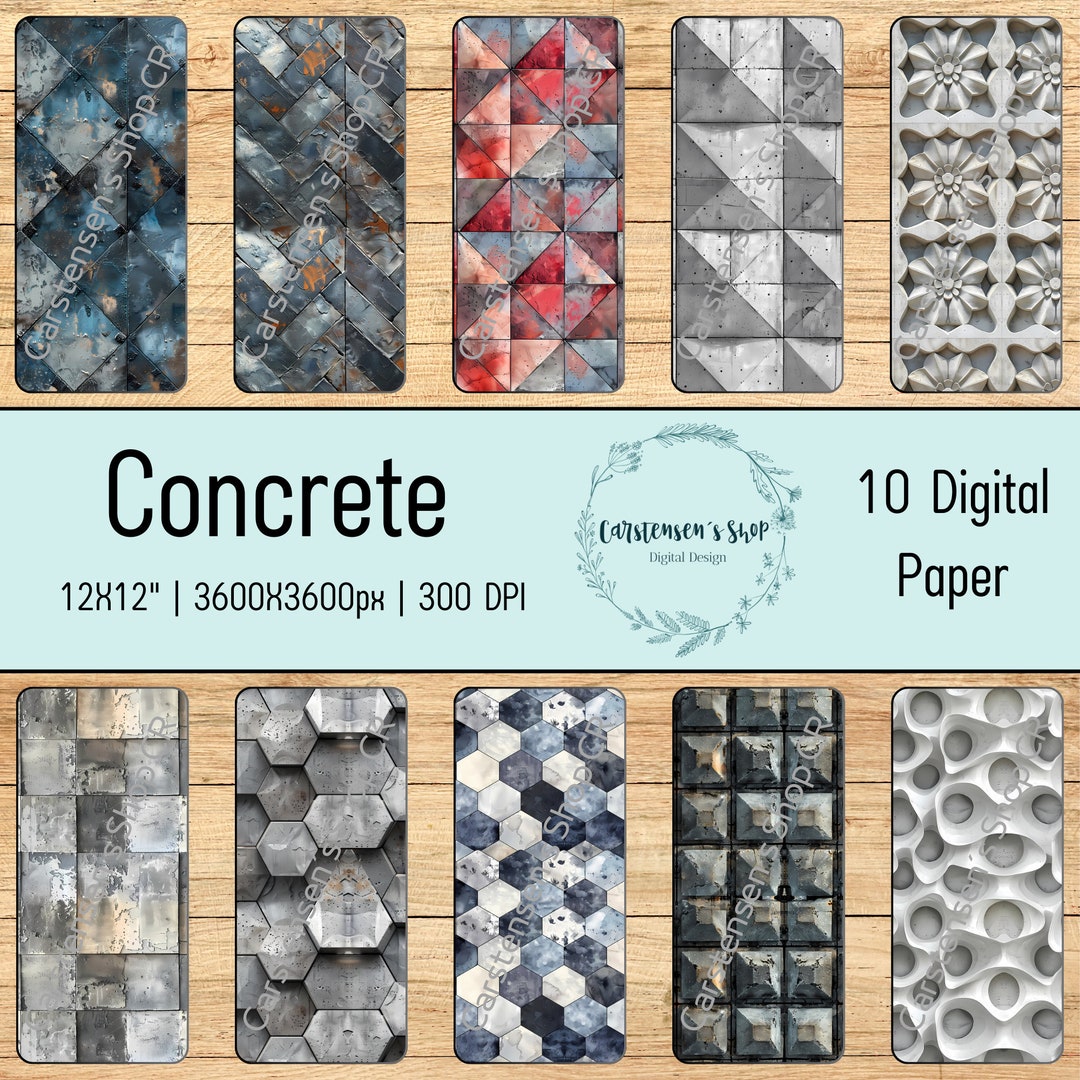 CONCRETE / 10 Seamless Patterns, Concrete Digital Paper, Concrete ...