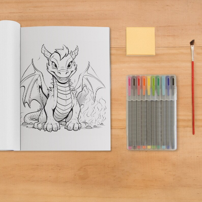 Dragon / 20 Illustrations to Color, Drawing Book to Paint, Creative ...