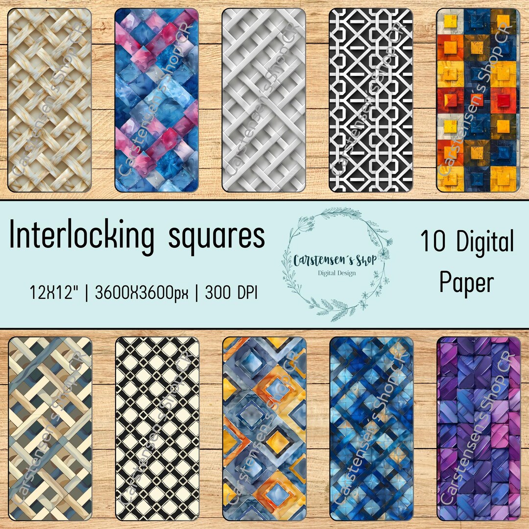 INTERLOCKING SQUARES / 10 Seamless Patterns, Interlocking Squares ...