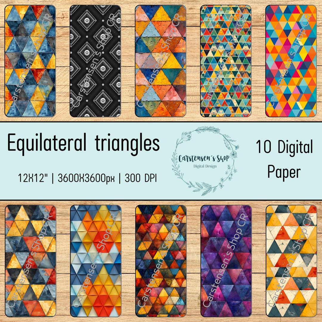 EQUILATERAL TRIANGLES / 10 Seamless Prints, Triangles Digital Paper ...