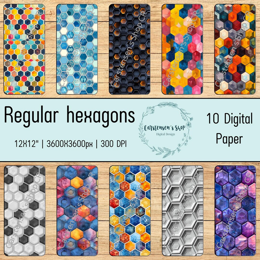 REGULAR HEXAGONS / 10 Seamless Patterns, Hexagons Digital Paper ...