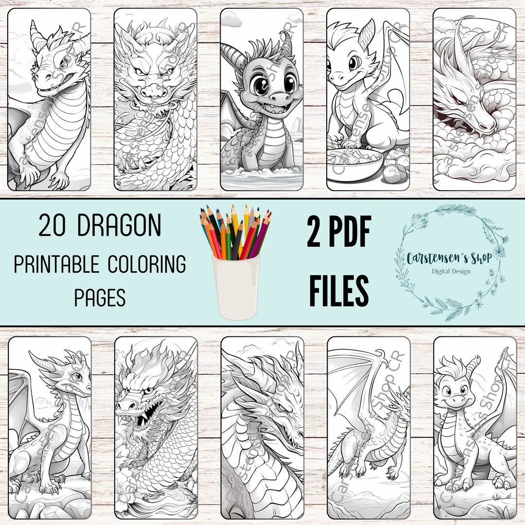 Dragon / 20 Illustrations to Color, Drawing Book to Paint, Creative ...