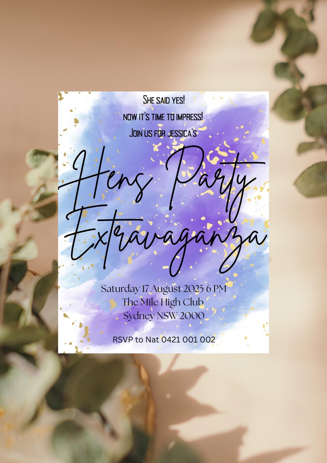 Editable Canva Hen's Party Extravaganza, Purple Background, Hen's Party ...